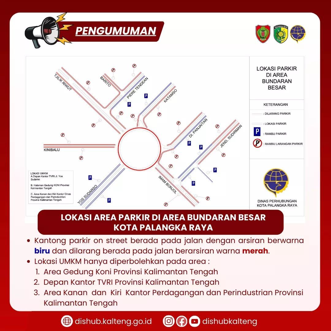 Warga Palangka Raya Harus Tahu, Ini Lokasi Parkir Kawasan Bundaran ...